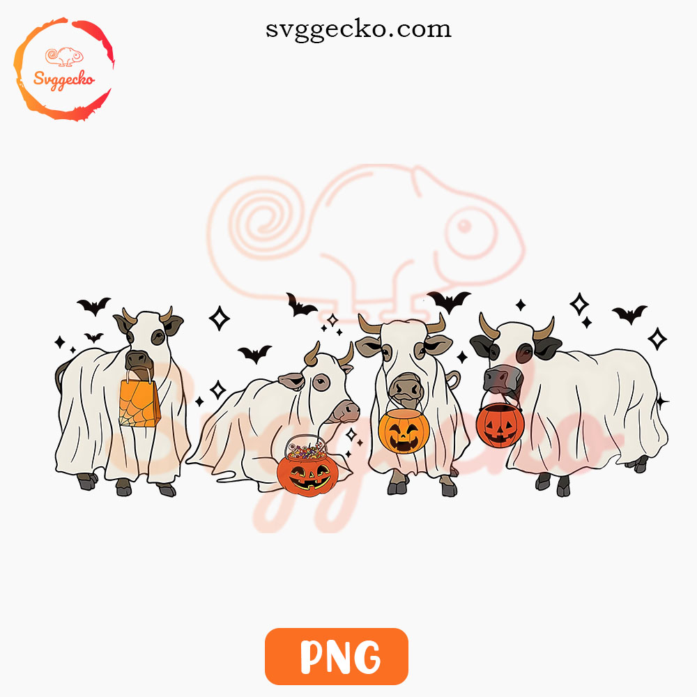 Ghost Cow PNG, Spooky Season PNG, Funny Halloween Heifer PNG - Gecko