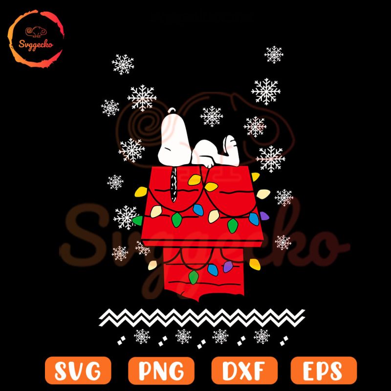 Snoopy Sleeping On House Christmas SVG, Peanuts Snoopy Xmas Holiday SVG PNG Cricut - Gecko