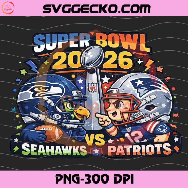Super Bowl 2026 Seahawks vs Patriots Chibi PNG
